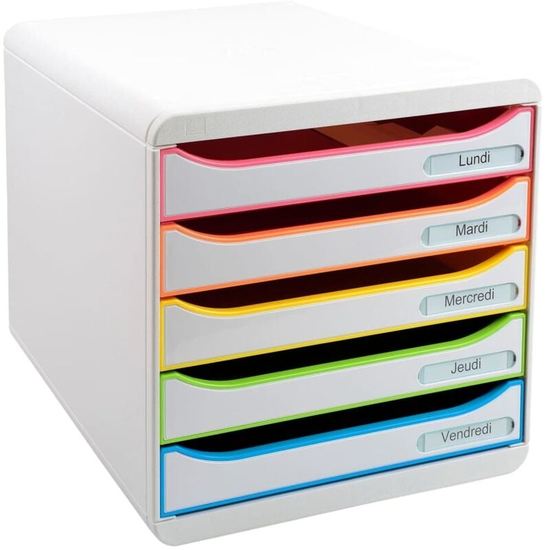Module de classement Exacompta Big Box Plus Arlequin blanc 5 tiroirs ...