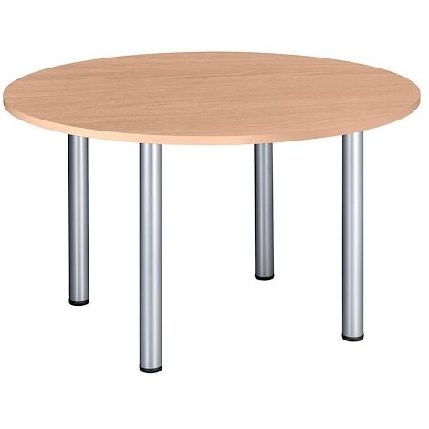 Table ronde 120 cm plateau chêne clair pieds tubes aluminium Essens ...