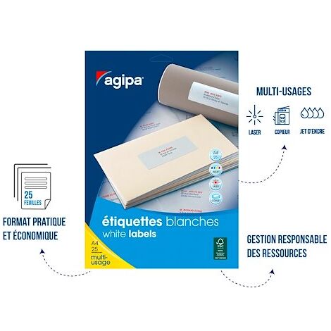 Etiquette adhésive Agipa 119603 blanche 99,1 x 67,7 mm multi-usage ...