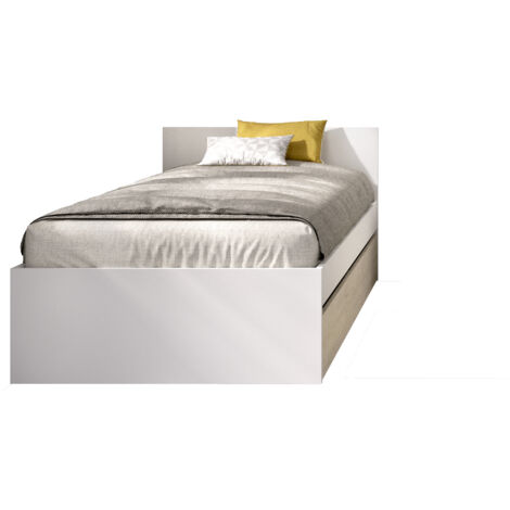 DEKIT TOP - CAMA DE 90X190 CON ARRASTRE - BLANCO / NATURAL - 67 x 95,8 ...