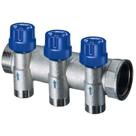 FAR 3913 Collettore Componibile Con Valvole Inercettazione Diam.1" Maschio Femmina 3 Derivazioni ...
