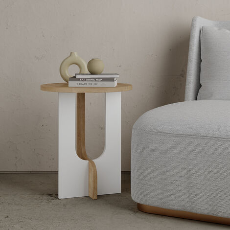 Decortie Luna Modern Side End Table White Oak Multipurpose With ...