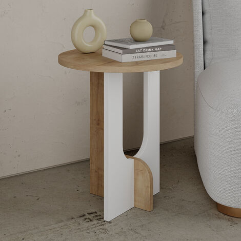 Decortie Luna Modern Side End Table White Oak Multipurpose With Creativeness H 47cm