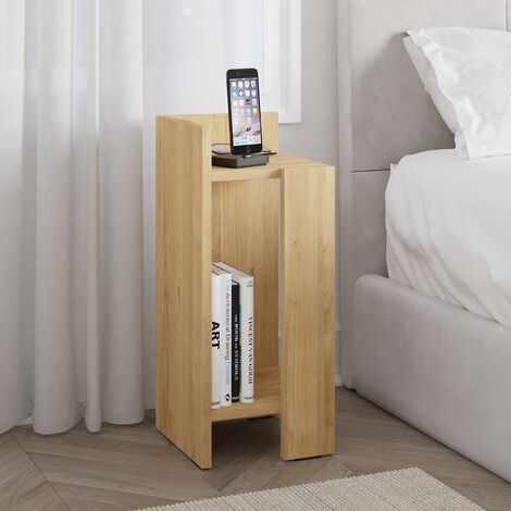 Decortie Elos Modern Bedside Table Left Module - Oak / Oak