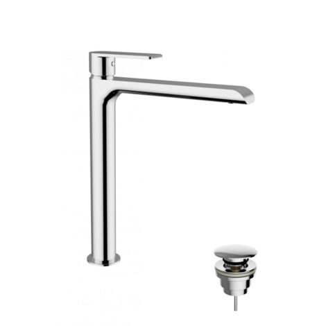 Miscelatore lavabo super con scarico in ottone cromato - WTS Teorema XS