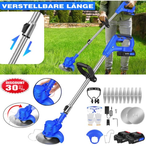Coupe-bordure sans fil 21V Débroussailleuse Coupe-bordure avec 2X batteries accessoires