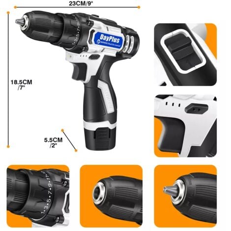 Perceuse sans fil Tournevis électrique Perceuse portative rechargeable ...