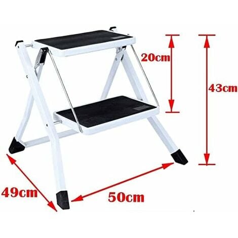 Mini escabeau pliant 2 marches en acier léger de qualité supérieure ...