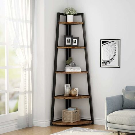 Industrial corner ladder shelf store