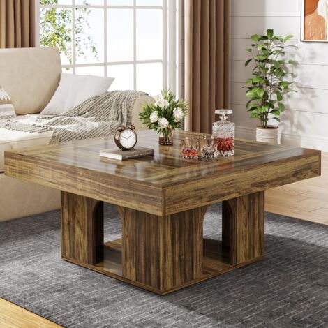 Tribesigns 2-Tier Square Coffee Table, 35 Farmhouse Center Table with ...