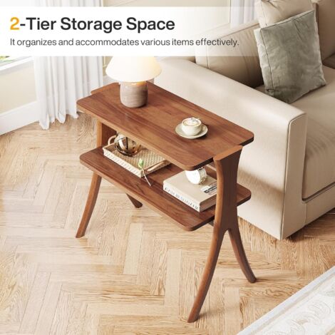 Tribesigns Narrow Side Table Set of 2, Small Side Table, 2-Tier ...