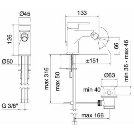 TREEMME MISCELATORE BIDET CROMO SERIE ZIP ART.4920