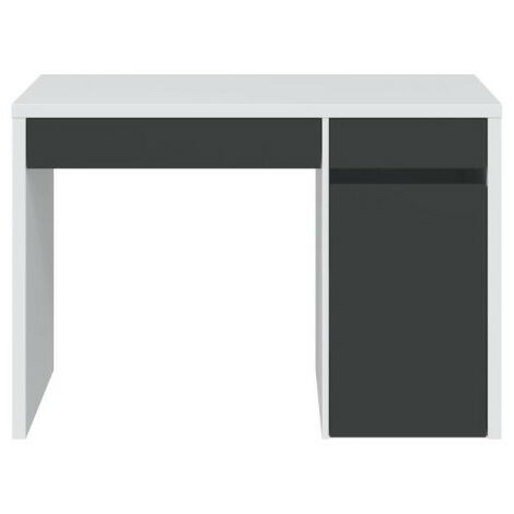 Bureau 1 porte 2 tiroirs Blanc/Gris - PAKAU - L 108 x l 50 x H 75 cm cm