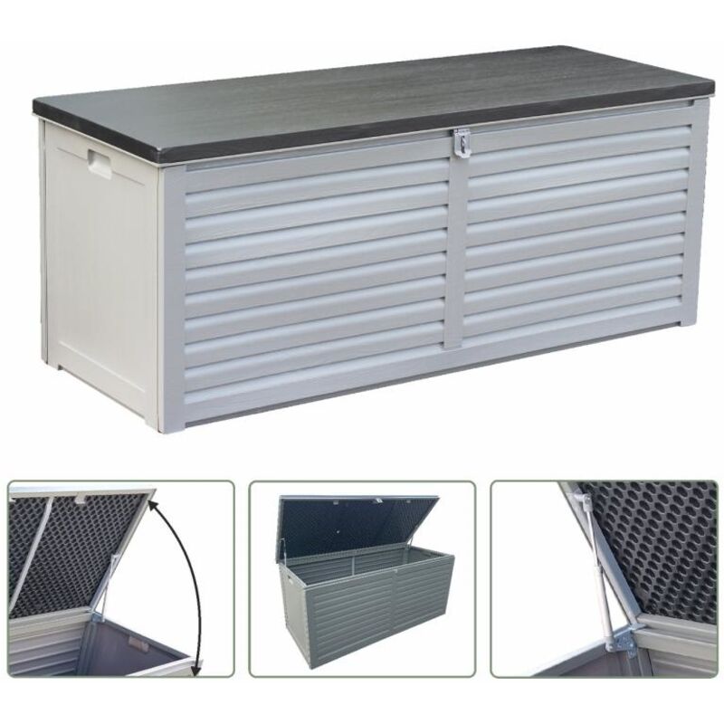 Gardenline - caja de jardín - plástico acero - 390L - gris negro