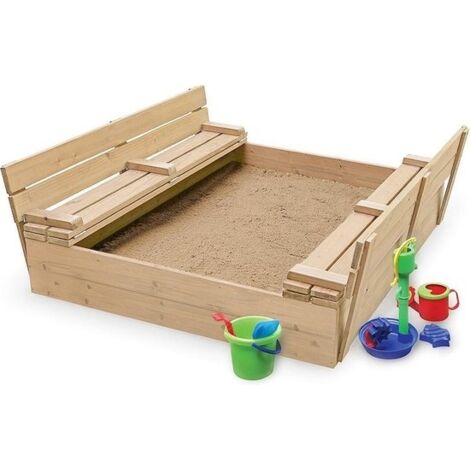 Arenero con tapa y asiento - tapa plegable - 120 x 120 cm