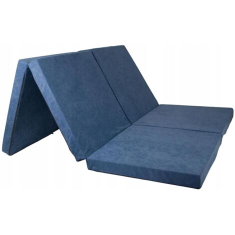 Colchón plegable 2 plazas - Funda lavable - 195cm x 120cm x 7cm - Azul ...