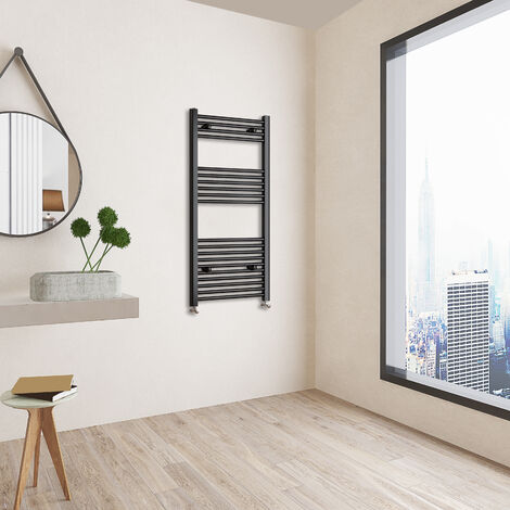 Acezanble 1200x600mm(HxW) matt Black Central Heating Towel Rail Heating ...