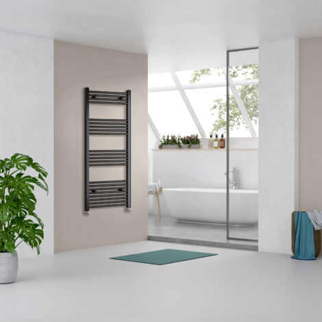 Acezanble 1400x450mm(HxW) matt Black Straight Central Heating Towel ...