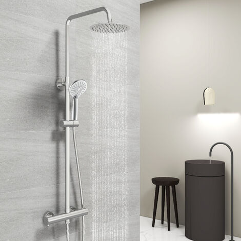 Acezanble 3-spray pattern Wall-mounted Round Chrome Thermostatic Shower kit