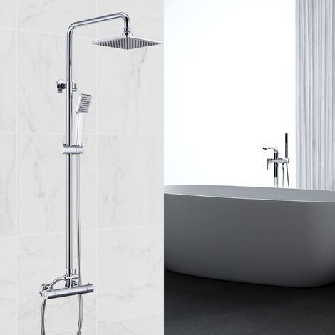 Acezanble Bathroom COOL TOUCH Thermostatic Mixer Shower Set Square Twin ...