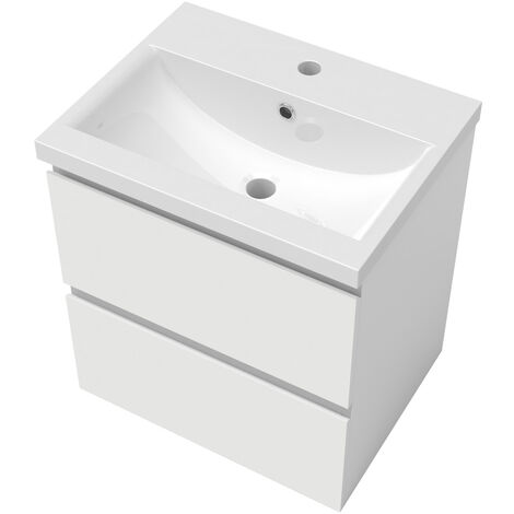 Acezanble Bathroom Vanity Unit with Basin 500mm Wall Hung Base Cabinet ...