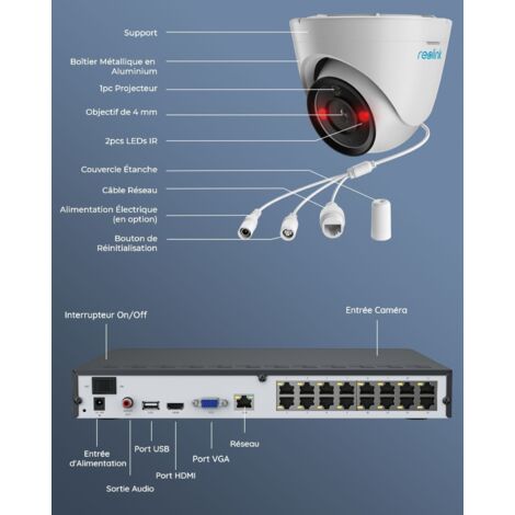 Reolink Kit Vidéo Surveillance avec 6K 12MP 8X Dôme Caméra IP PoE et ...
