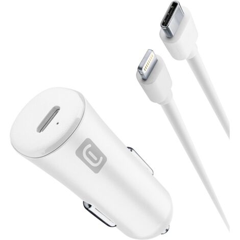 Cellularline KFZ-Lader-Set 20W lightning USB Type-C inkl. Kabel für Apple Lightni