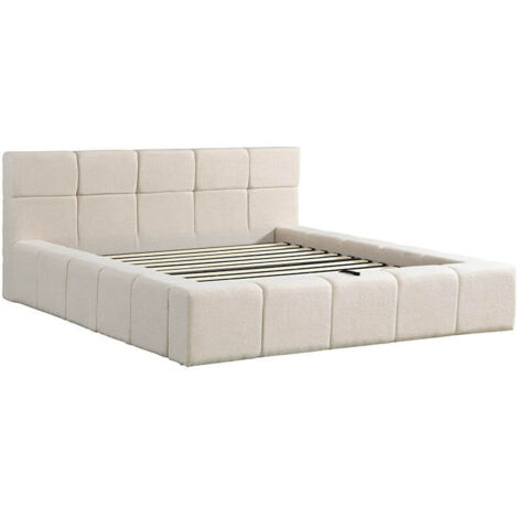HOME DELUXE LED Bett aus Teddy-Stoff inkl. Stauraum – Beige, 180 x 200 ...