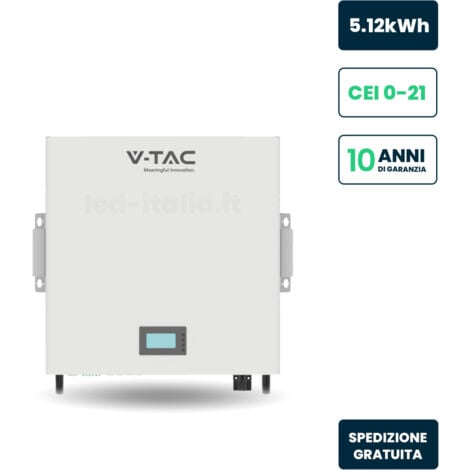 V-TAC VT48100E-W EES Batteria accumulo 5.12kWh LFP Litio BMS Integrato ...