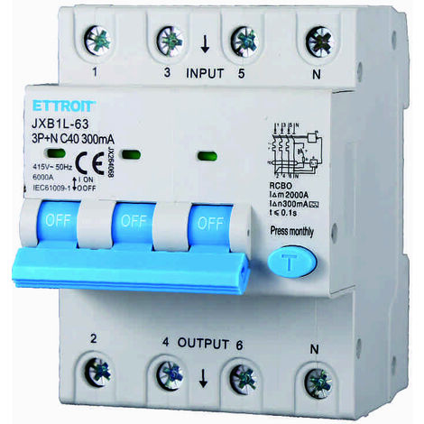 ETTROIT JX264068 Magnetotermico Differenziale 3P+N 40A 300mA 380V-6KA CLASSE A