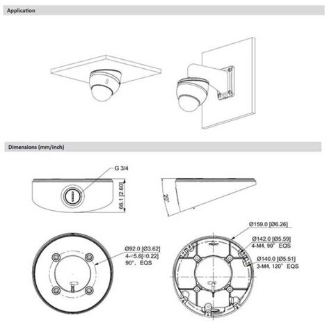 Dahua PFA133-E Box di giunzione in alluminio bianco per telecamera dome