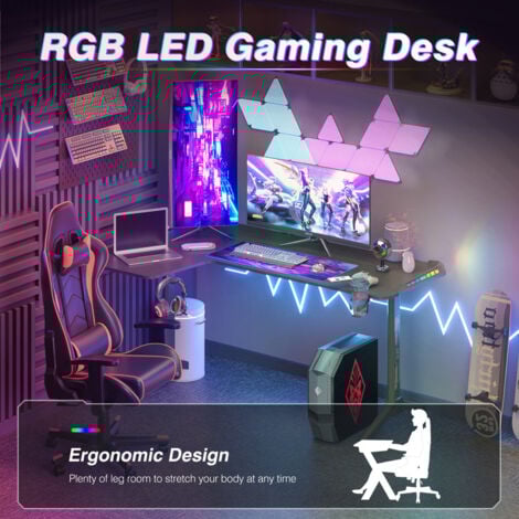 Mesa Gaming LED, 160cm Mesa Gamer Grande Escritorio Gaming PC ...