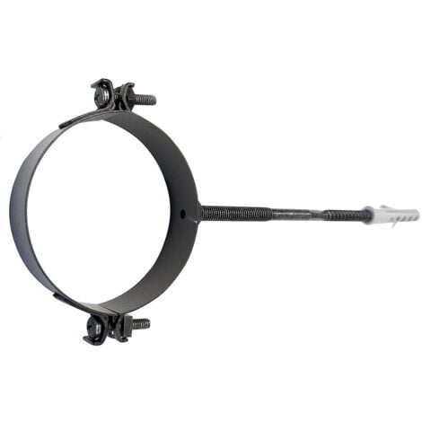 Fascetta murale con collare e tassello nera DN 80 canna fumaria