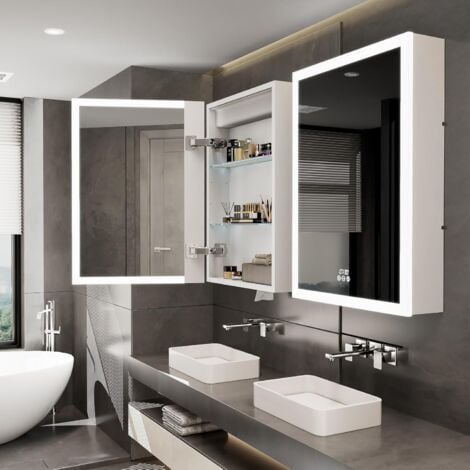 Armadietto a Specchio per Bagno con Luce LED Mobiletto Specchio ...