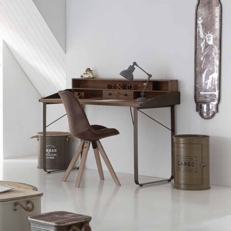 Mesa estante de metal y madera con estante interior verde D34x46