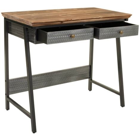 Recibidor de metal y madera 83,5x45,5x75h cm