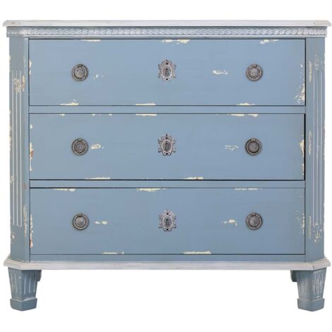 Cómoda de madera de color azul con 3 cajones 92x46x81h cm