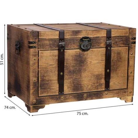 Baúl de madera marrón75x74x51