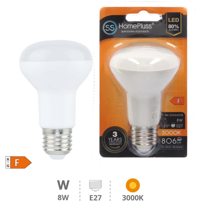 SPOT LED E27 - 8W BLANC CHAUD - DIAMETRE 63