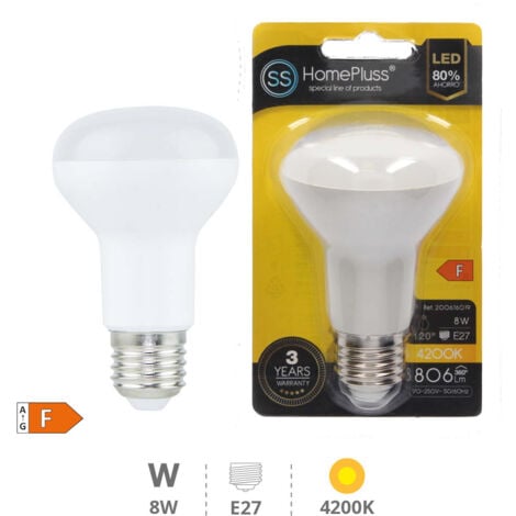 SPOT LED E27 - 8W BLANC BRILLANT - DIAMETRE 63