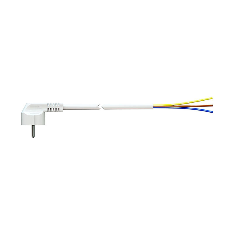 Cable con clavija Schuko 1,5m 3x1.5mm 4,8mm 16a 250v t/tl blanco. Solera