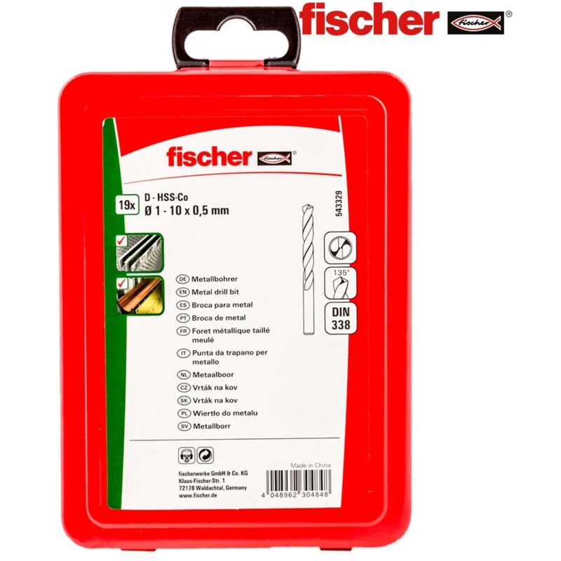 FISCHER 543329 PACK 19 BROCAS METAL HSS-Co DIN338 1-10
