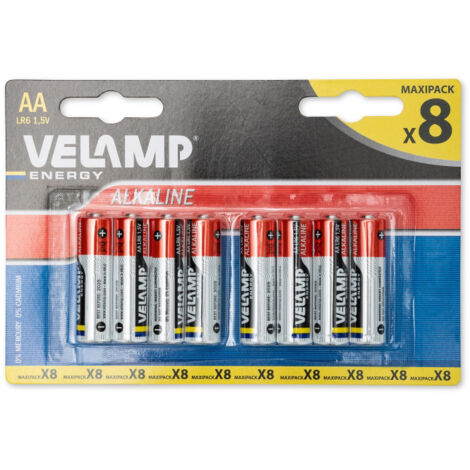 Pilas alcalinas AA de 1,5V Stilo LR6 (x12 uds) VELAMP