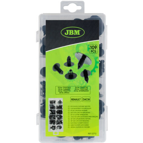 ESTUCHE DE CLIPS RENAULT DACIA 109 PIEZAS PARA TAPICERÍA JBM53712
