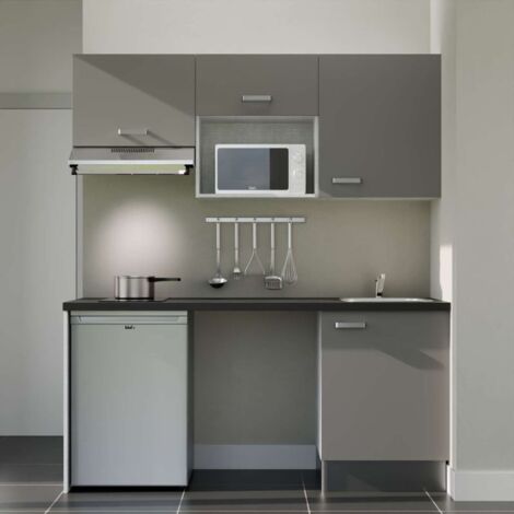 Kitchenette K55L-PT - 180 cm - plan stratifié, évier inox, - Façade ...