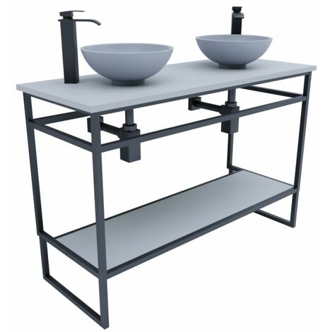 Meuble salle de bain 120 cm avec deux vasques à poser STRUCTURA- Gris