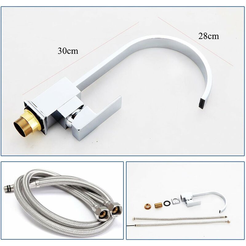 Kitchen Fixtures Monobloc Faucet for Single Lever Modern Square Flat ...