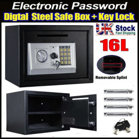 16L SECURE DIGITAL STEEL SAFE ELECTRONIC SECURITY HOME OFFICE MONEY ...