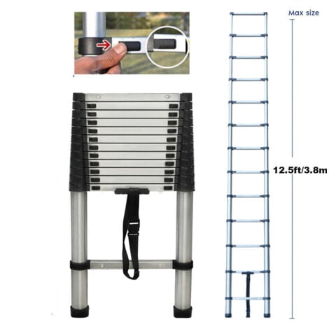 Portable Telescopic Extension Ladder Folding Step Multi-Use Non-Slip ...