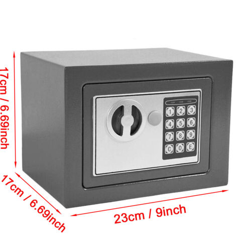 4.6L( 23x17x17cm) Grey Safe Digital Electronic Key Pad Lock Cash Box ...